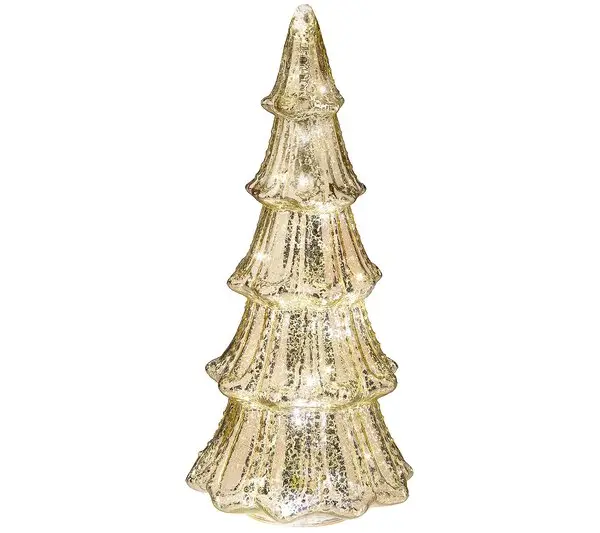 QVC Faux Prelit Mercury Glass Christmas Tree - One-color