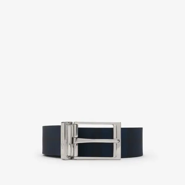 Burberry Reversible Check And Leather Belt - Navy/black