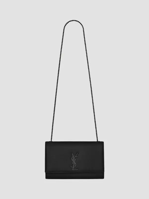 Saint Laurent Kate Chain Bag In Grain De Poudre Embossed Leather - Nero