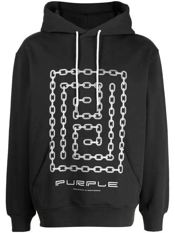 PURPLE BRAND French Chain-link Print Hoodie