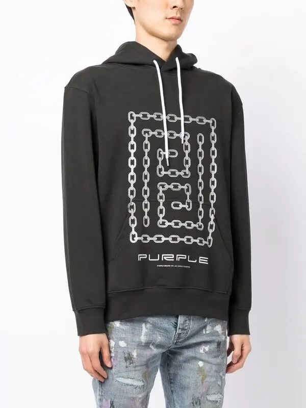 PURPLE BRAND French Chain-link Print Hoodie