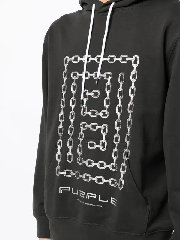 PURPLE BRAND French Chain-link Print Hoodie