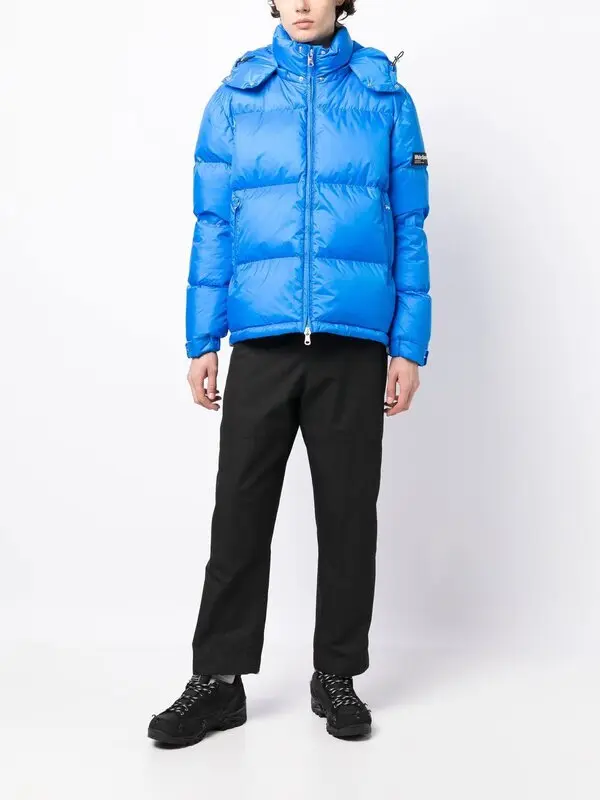 WHITESPACE Logo-patch Hooded Padded Jacket - Blue