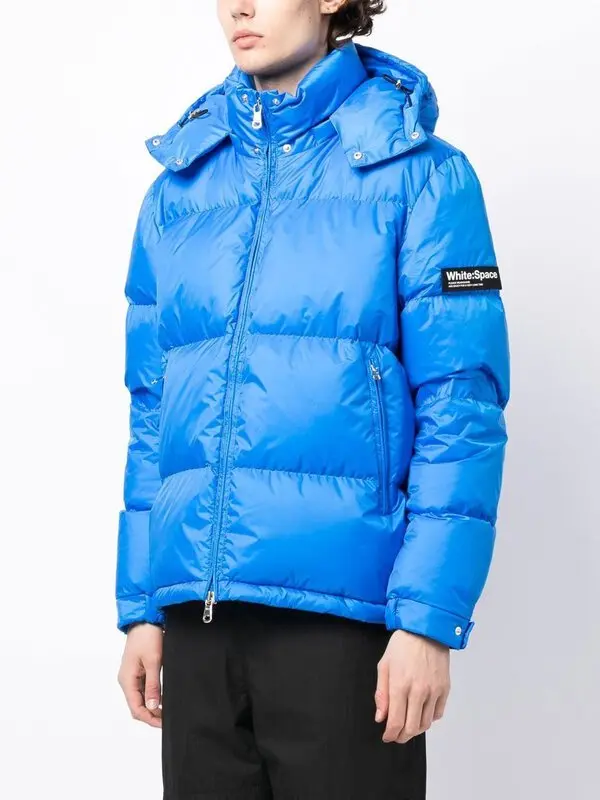 WHITESPACE Logo-patch Hooded Padded Jacket - Blue