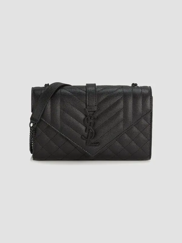 Saint Laurent Envelope Small Bag In Mix Matelassé Grain De Poudre Embossed Leather - Nero