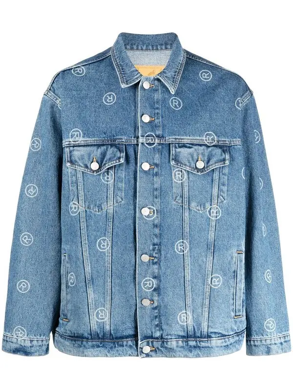 Martine Rose Motif-Print Denim Jacket In Blue - 60% Off | Editorialist