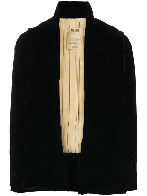 UMA WANG Velvet-effect Open-front Jacket - Black