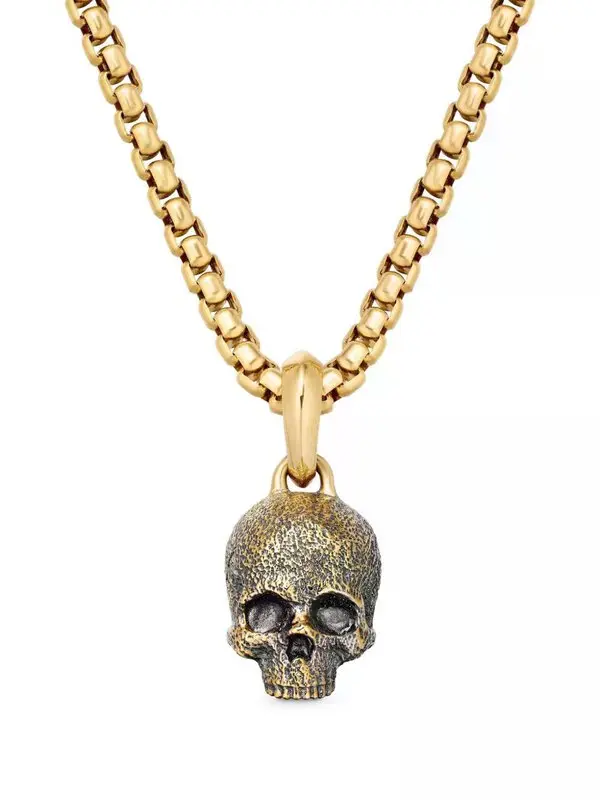 David Yurman 18k Yellow Memento Mori Skull Amulet - Gold