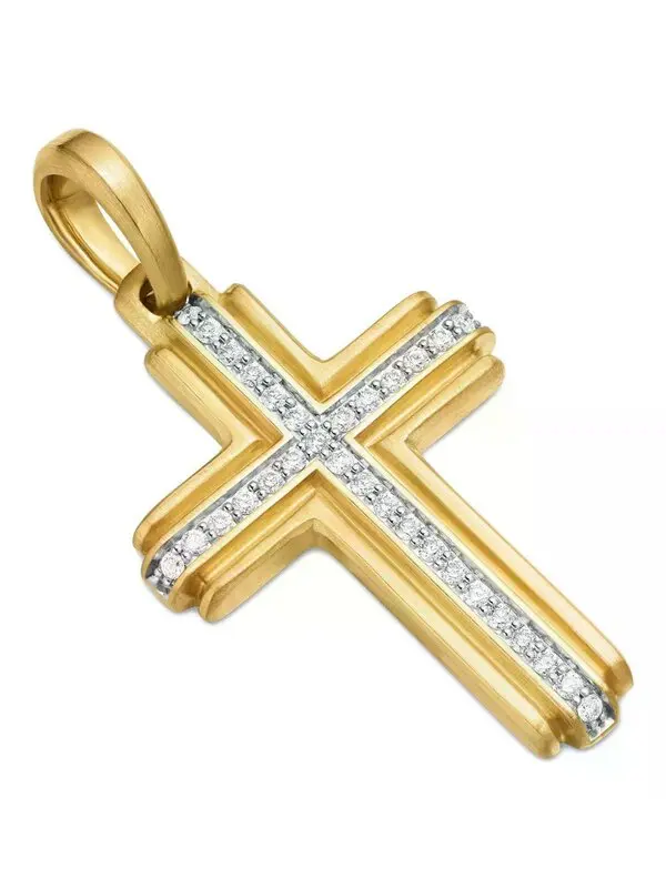 David Yurman 18kt Yellow Deco Cross Diamond Pendant