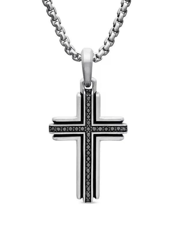David Yurman Sterling Diamond Cross Pendant - Silver