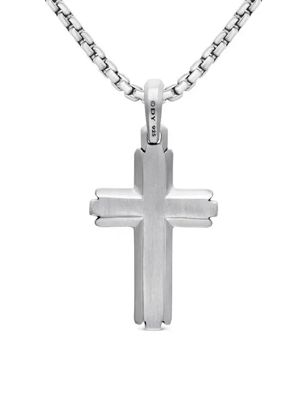 David Yurman Sterling Diamond Cross Pendant - Silver