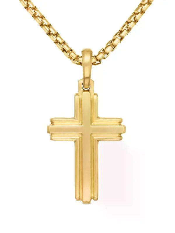 David Yurman 18kt Yellow Deco Cross Pendant - Gold