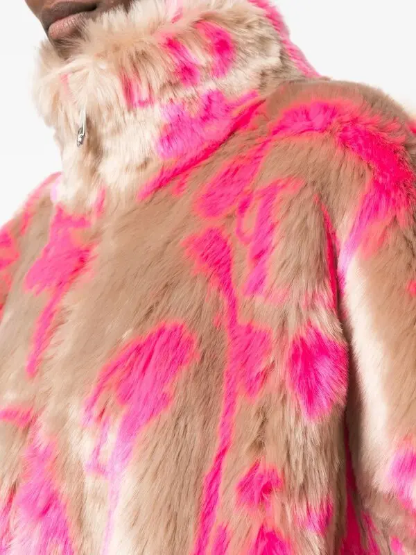 Philipp Plein Monogram Faux Fur Coat - Pink