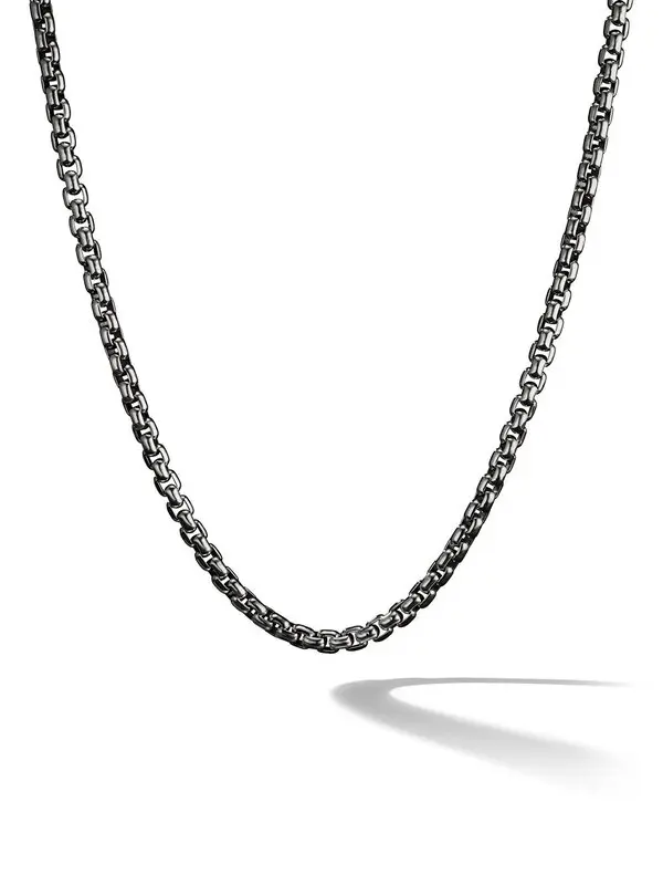 David Yurman Sterling Silver Box Chain Necklace - Black