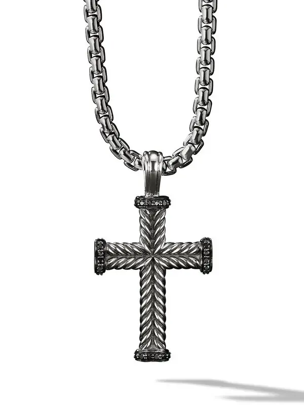 David Yurman Sterling Silver Cross Pendant - Black
