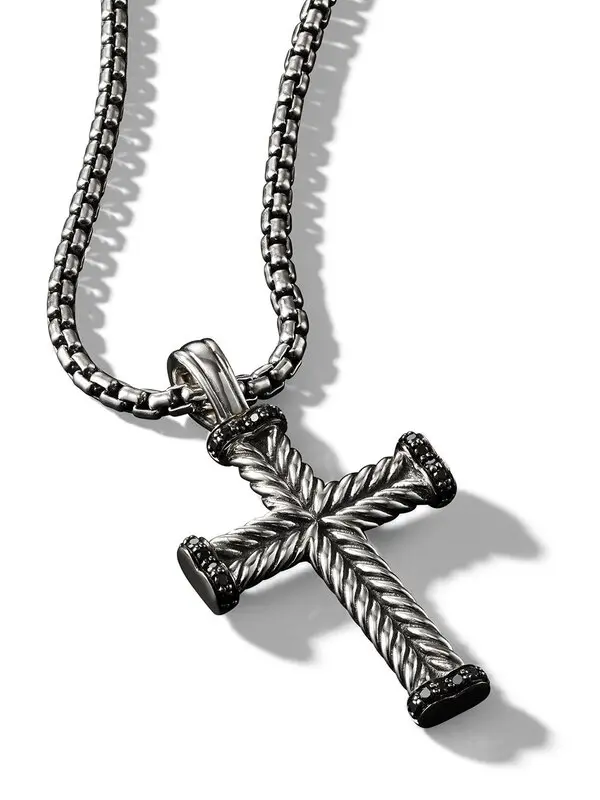 David Yurman Sterling Silver Cross Pendant - Black