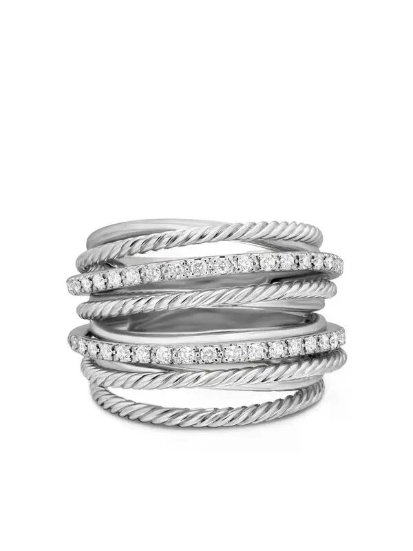 David Yurman Sterling Crossover Diamond Ring - Silver