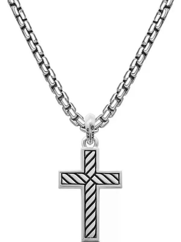 David Yurman Sterling Silver Onyx Cross Pendant - Black