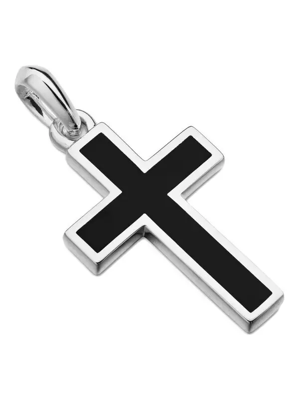 David Yurman Sterling Silver Onyx Cross Pendant - Black