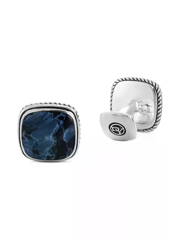 David Yurman Sterling Exotic Stone Pietersite Cufflinks