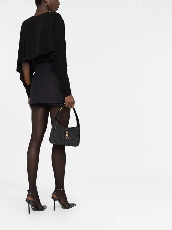 Saint Laurent Flower Crepe Long-sleeve Top