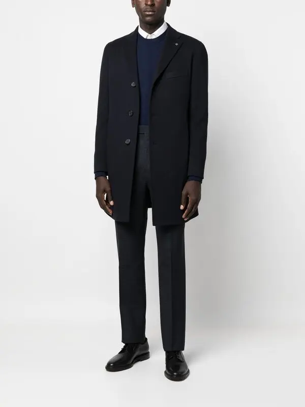 Tagliatore Single-breasted Cashmere Coat - Blue