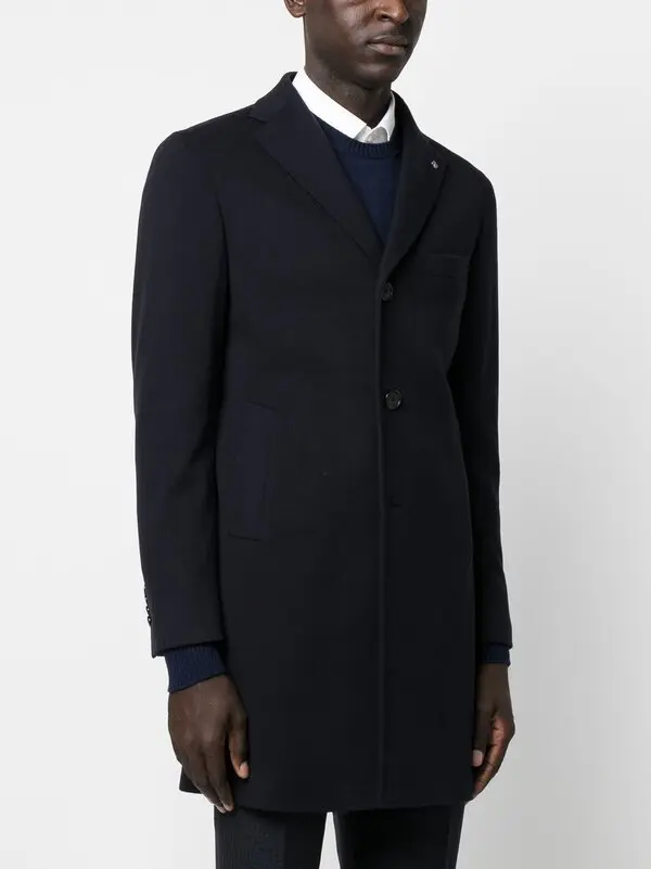 Tagliatore Single-breasted Cashmere Coat - Blue