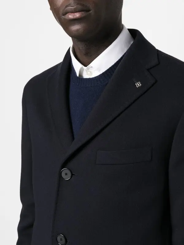 Tagliatore Single-breasted Cashmere Coat - Blue