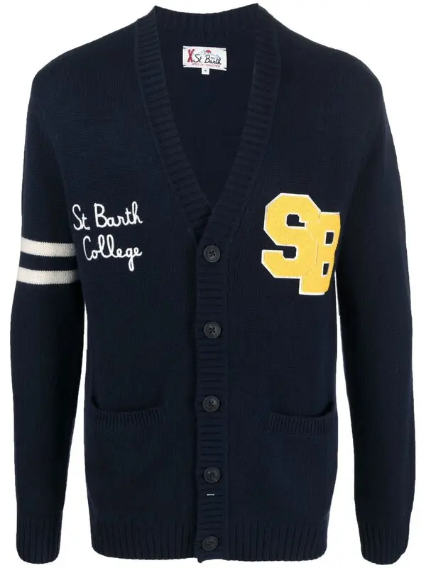 MC2 SAINT BARTH Logo-patch V-neck Cardigan