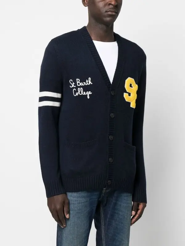MC2 SAINT BARTH Logo-patch V-neck Cardigan