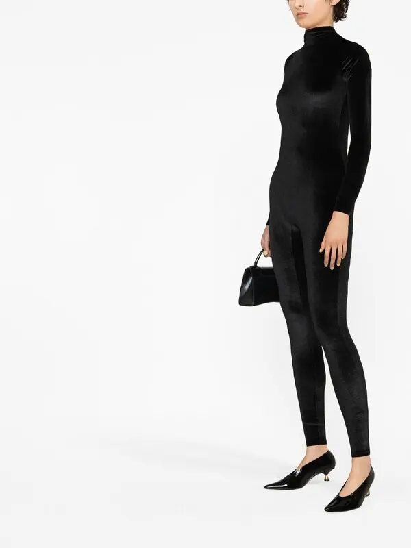 ATU BODY COUTURE Long-sleeve Velvet Jumpsuit - Black