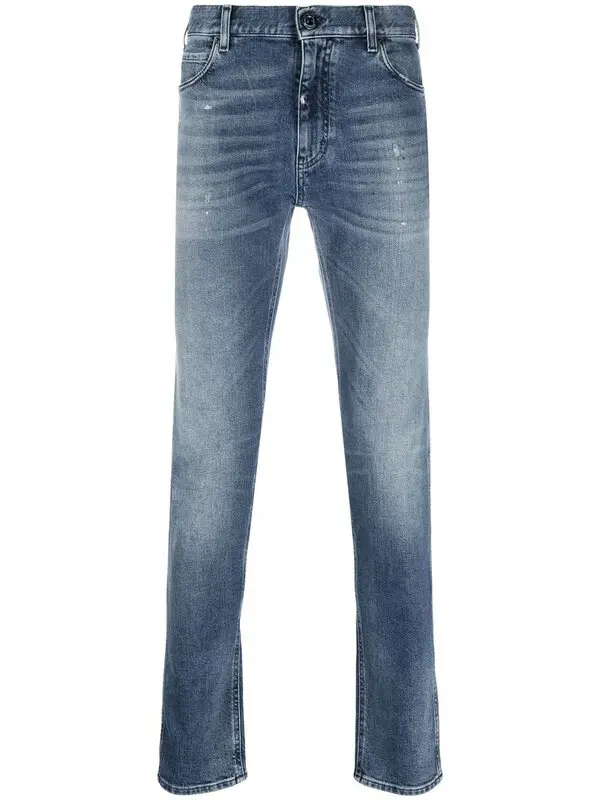 Emporio Armani Slim-cut Stonewashed Jeans - Blue
