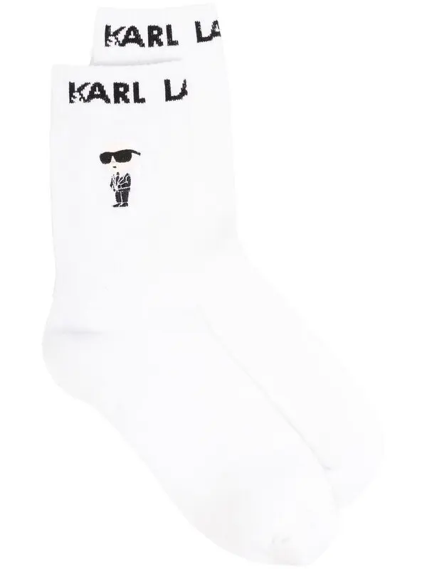 Karl Lagerfeld Ikonik Intarsia-knit Socks - White