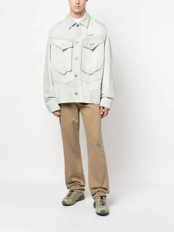 OBJECTS IV LIFE Logo-embroidered Denim Jacket - Green