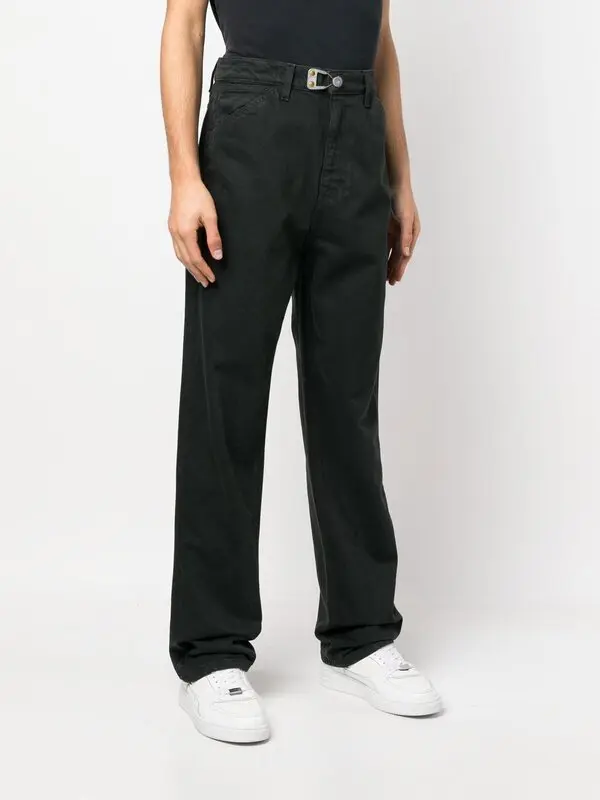 OBJECTS IV LIFE Buckle-detail Straight-leg Jeans - Grey