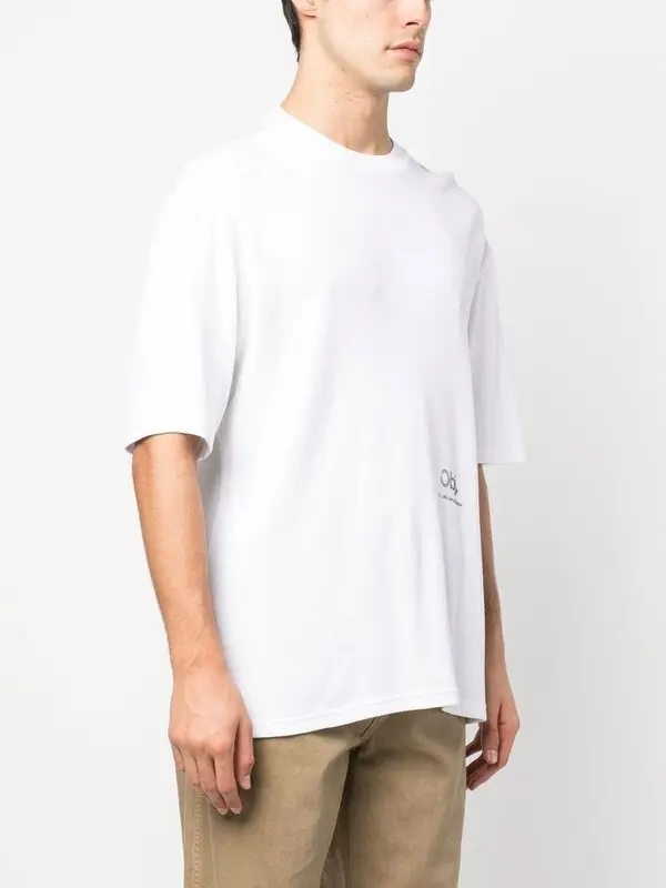 OBJECTS IV LIFE Logo-print Waffle-knit T-shirt - White