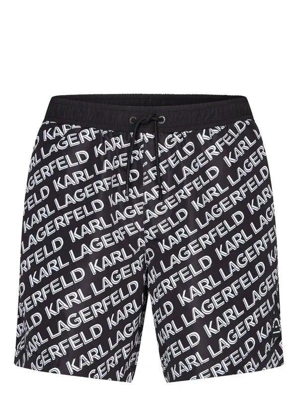 Karl Lagerfeld Diagonal Logo-print Swim Shorts - Black