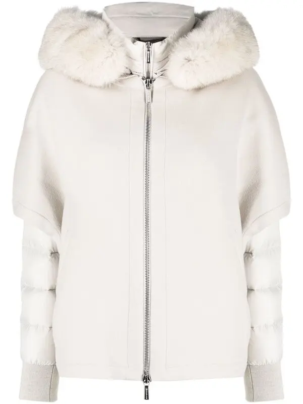 MOORER Hooded Layered Jacket - Neutrals