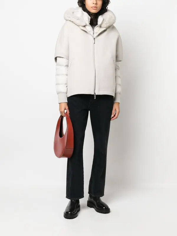 MOORER Hooded Layered Jacket - Neutrals