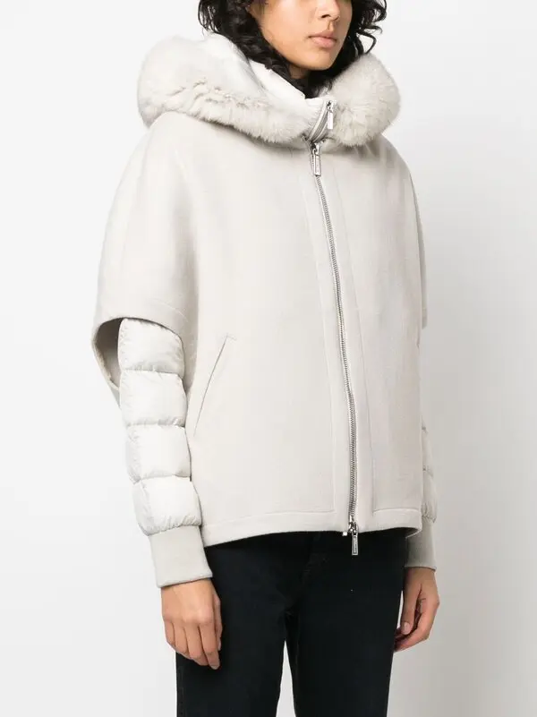 MOORER Hooded Layered Jacket - Neutrals