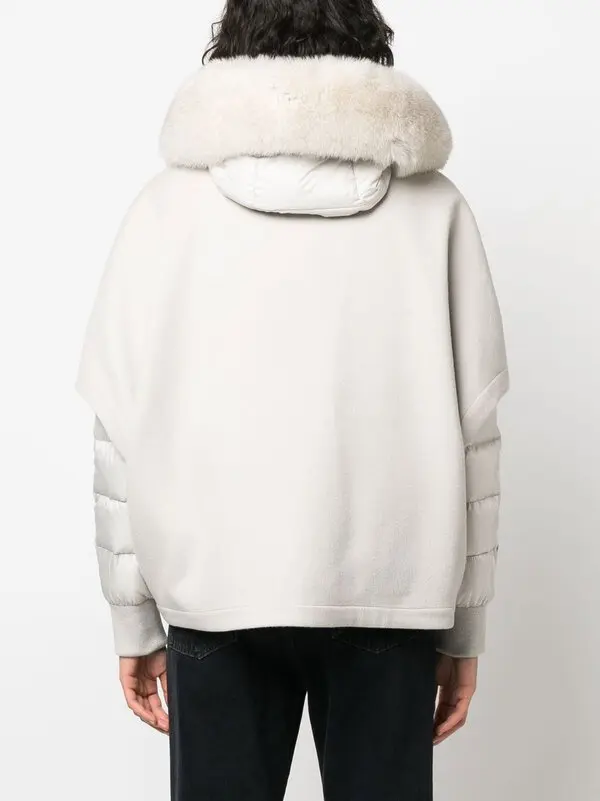 MOORER Hooded Layered Jacket - Neutrals