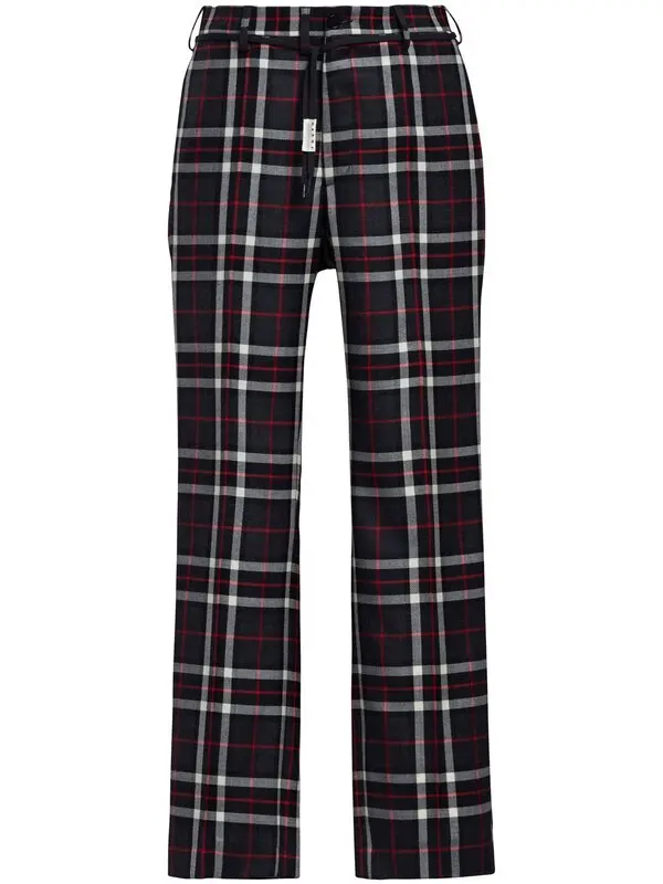 Marni Checked Wide-leg Trousers - Black
