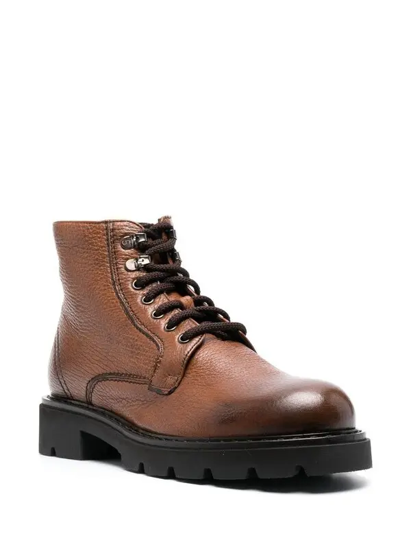 Casadei Lace-up Leather Ankle Boots