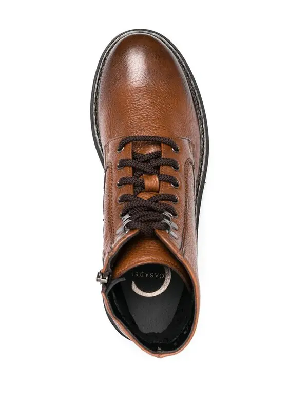 Casadei Lace-up Leather Ankle Boots