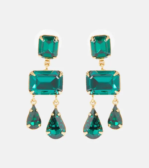 JENNIFER BEHR Lucille Crystal Drop Earrings - Green