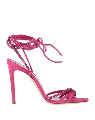Paris Texas Embellished Suede Ankle Strap Sandals - Fuchsia