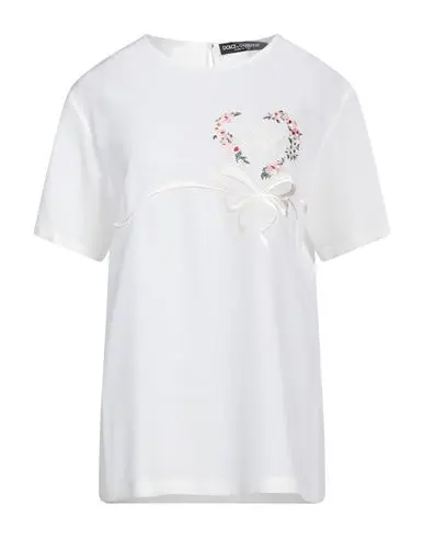 Dolce & Gabbana Silk Viscose Top With Appliqu - White