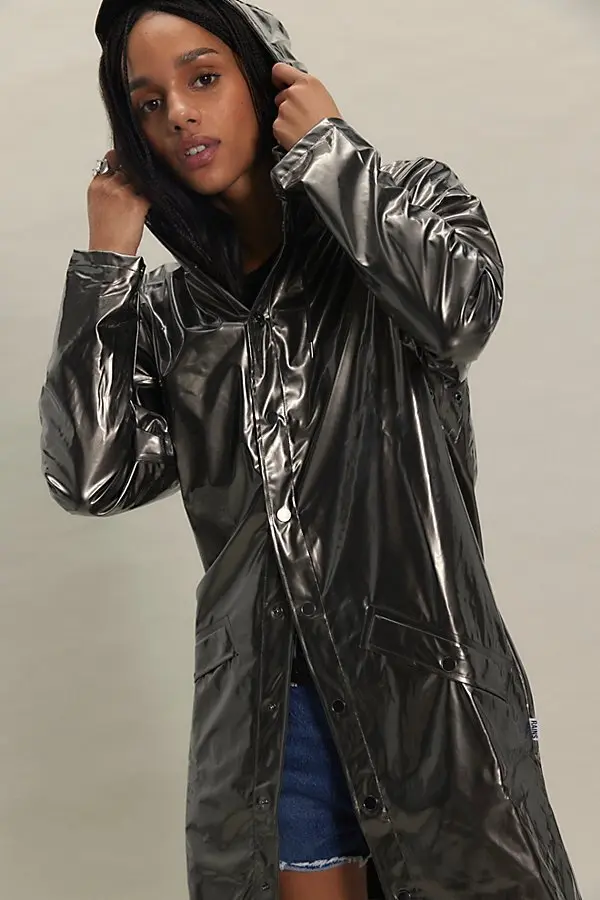 Rains Long Jacket - Silver