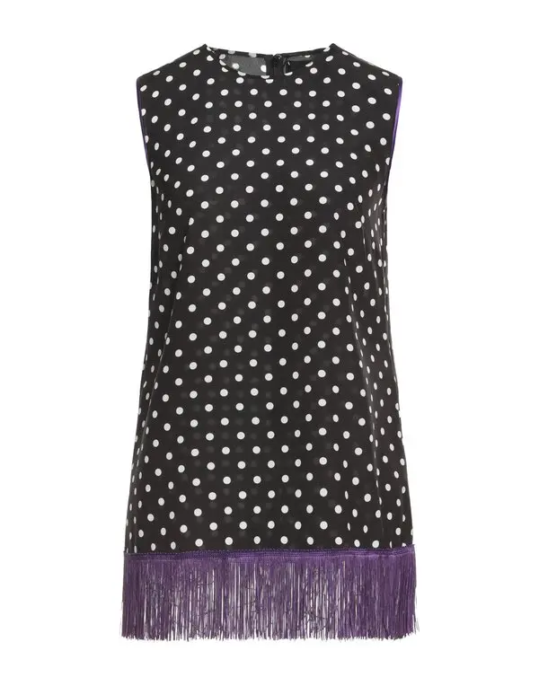 Dolce & Gabbana Polka-dot Crepe Top With Fringes