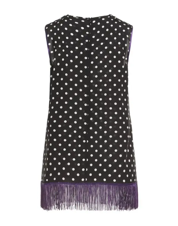 Dolce & Gabbana Polka-dot Crepe Top With Fringes